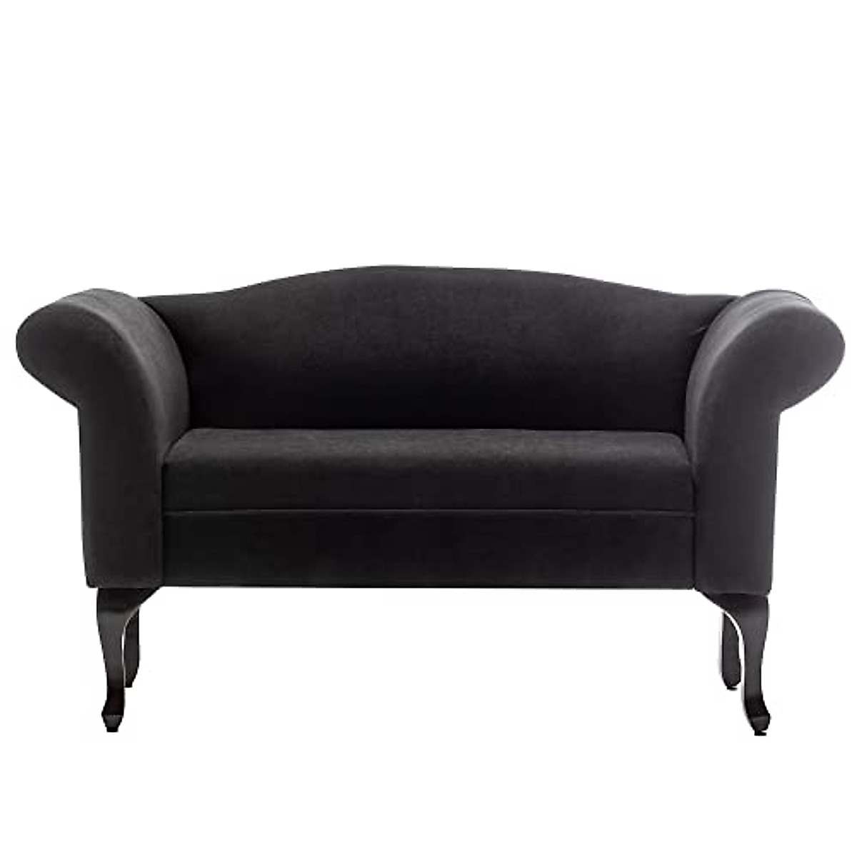 MWrouqfur 53" Mid Century Loveseat Sofa,Upholstered 2 Seater Sofa w/Tufted Back,Wood Legs,Modern Linen Fabric Love Seat Couch Chair for Small Space,Living Room Bedroom Office Apartment (Black)