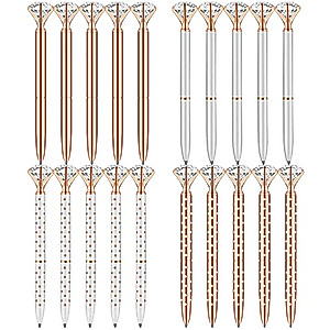 PASISIBICK Diamond Pens Pack of 20 Bling Rose Gold Personalized Kawaii Diamond Gem Pen Décor Gifts for Women Bridesmaid Coworkers Bulk Crystal Metal Ballpoint Pens Black Ink(20 Pcs of 4 Colors)
