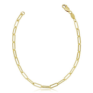 Solid 14k Yellow Gold Filled Paperclip Chain Bracelet for Women (2.5 mm, 7.5 inch)