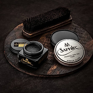 SAPHIR Medaille d'Or Pommadier Cream 75ml – Natural Cream Leather Shoe Polish, Leather Conditioner for Boots, Handbags - Black