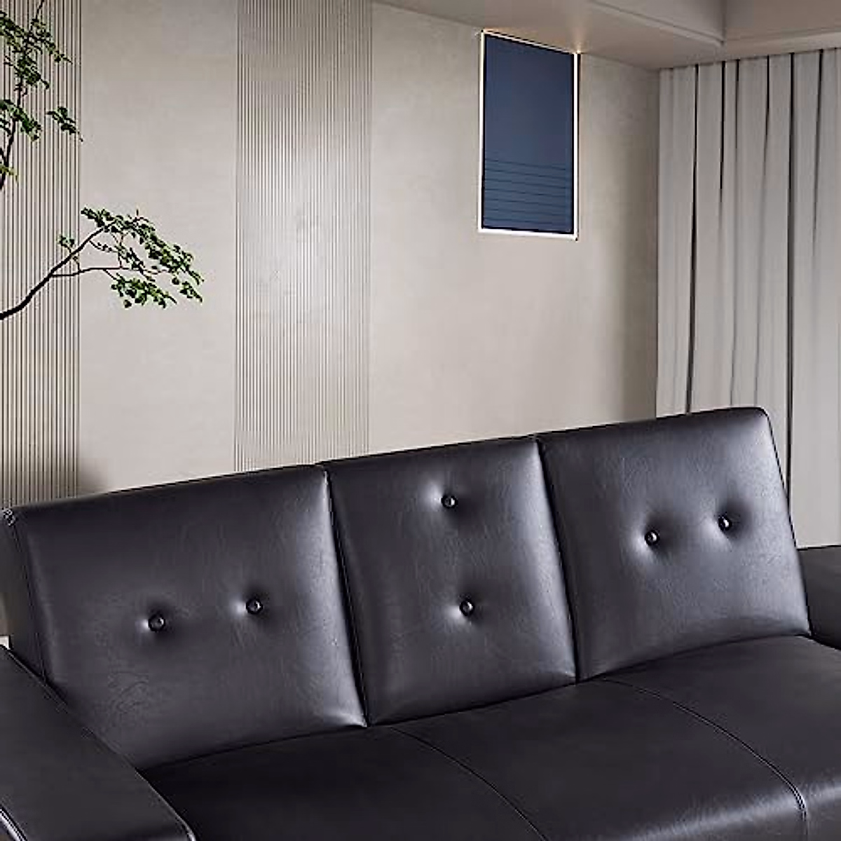 FULife Multi-Functional Futon Sofa Loveseat Convertible Sleeper Couch Bed Daybed with 2 Cup Holders, Drawers and Storage Box Can Be Used As Tea Table and Pedal for Living Room Small Space