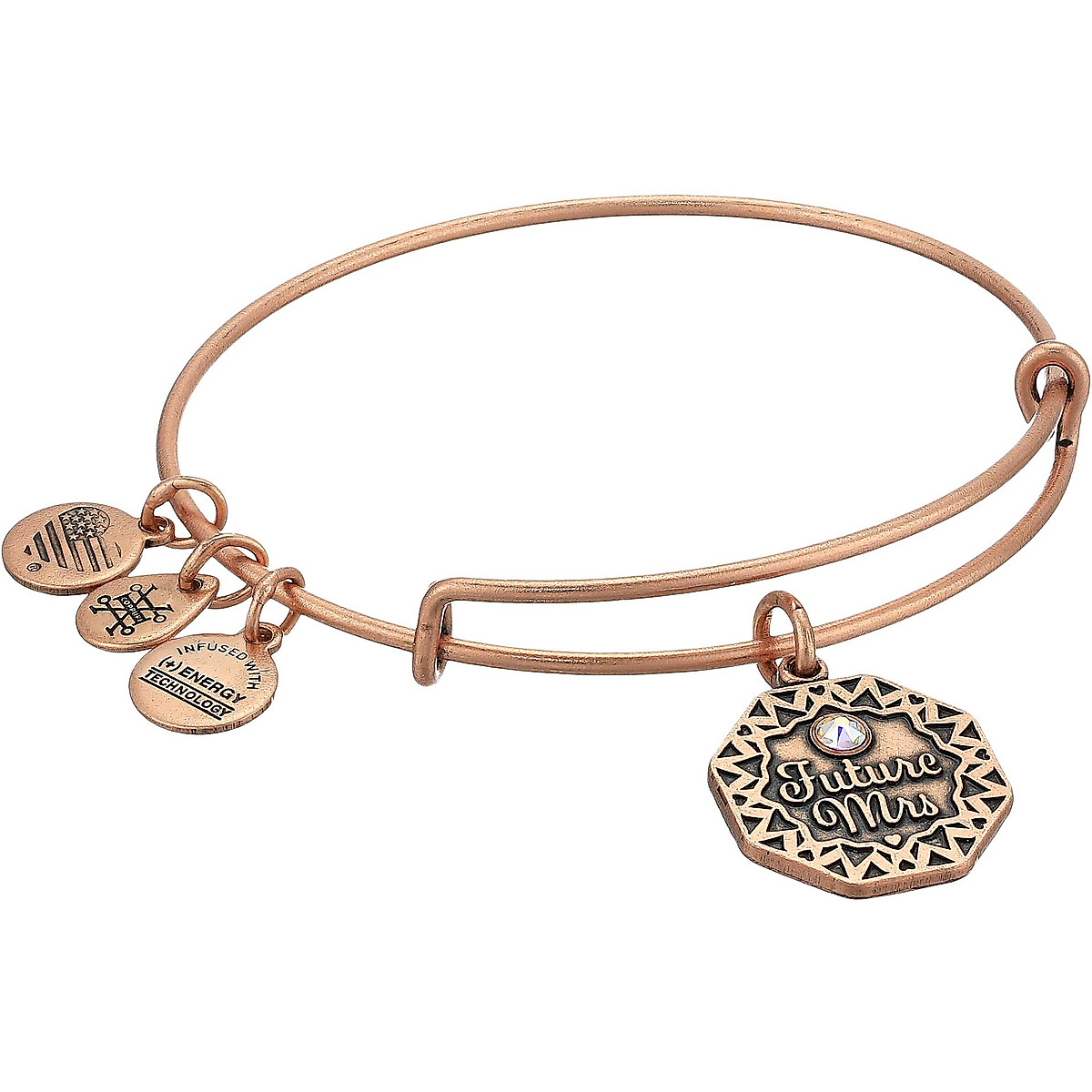 Alex and Ani Women's Future Mrs. Bangle Bracelet, Rafaelian Antique Rose, Expandable