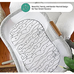 TansyPanda Bassinet Sheets for Halo Bassinest Swivel, Flex, Glide, Premiere and Luxe Series Sleeper, Pack of 3, 33 X 17 Inch, Ultra Soft, Snug Fit, Unisex Boys Girls, Gray White (Ocean Fish Theme)