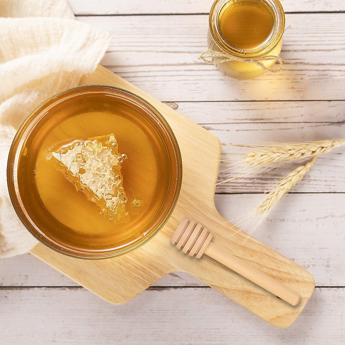 150 Pack 3 Inch Mini Wood Honey Dipper Sticks, Individually Wrapped, Server for Honey Jar Dispense Drizzle Honey