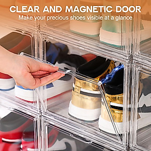 12 Pack Shoe Boxes, Acrylic Clear Shoe Boxes,360°Clear Plastic Stackable Shoe Display Box, Larger Shoe Storage Boxes, Shoe Containers, fit up to Us size 14