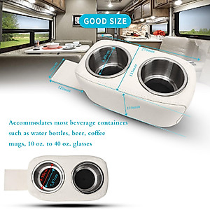 Double Stainless Steel Cup Holder, Strong and Durable, Portable Design, Ideal for Pontoons and Fishing Boats, With PVC Clamshell (White)