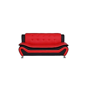 Kingway Furniture Puma Faux Leather Living Room Sofa - Black/Red