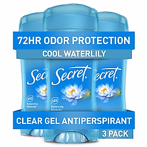 Secret Fresh Antiperspirant Deodorant for Women, 72hr Breathable Sweat & Odor Protection, Instant Freshness & Gentle, PH Balancing Minerals, Clear Gel, Cool Waterlily Scent, 2.6 oz (Pack of 3)