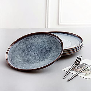 UNICASA Ceramic Large Dinner Plates - 11 Inch Dessert, Salad Plate Set of 4 for Steak, Pasta, Dinnerware Sets, Scratch Resistant - Porcelain Serving Dishes, Dishwasher & Microwave Safe (Blue)