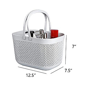 UUJOLY Plastic Organizer Storage Baskets with Handles, Shower Caddy Bins Organizer for Bathroom and kitchen（Grey