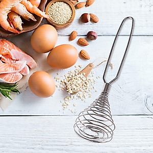 Coil Whisk Eggs, 8 Inch Egg Beater, Stainless Steel Wire Whisk, Egg Whisker with Rotating Spring, Flexible Egg Beater, Hand Eggbeater for Cooking Whipping Mixing Blender Kitchen Cream Egg