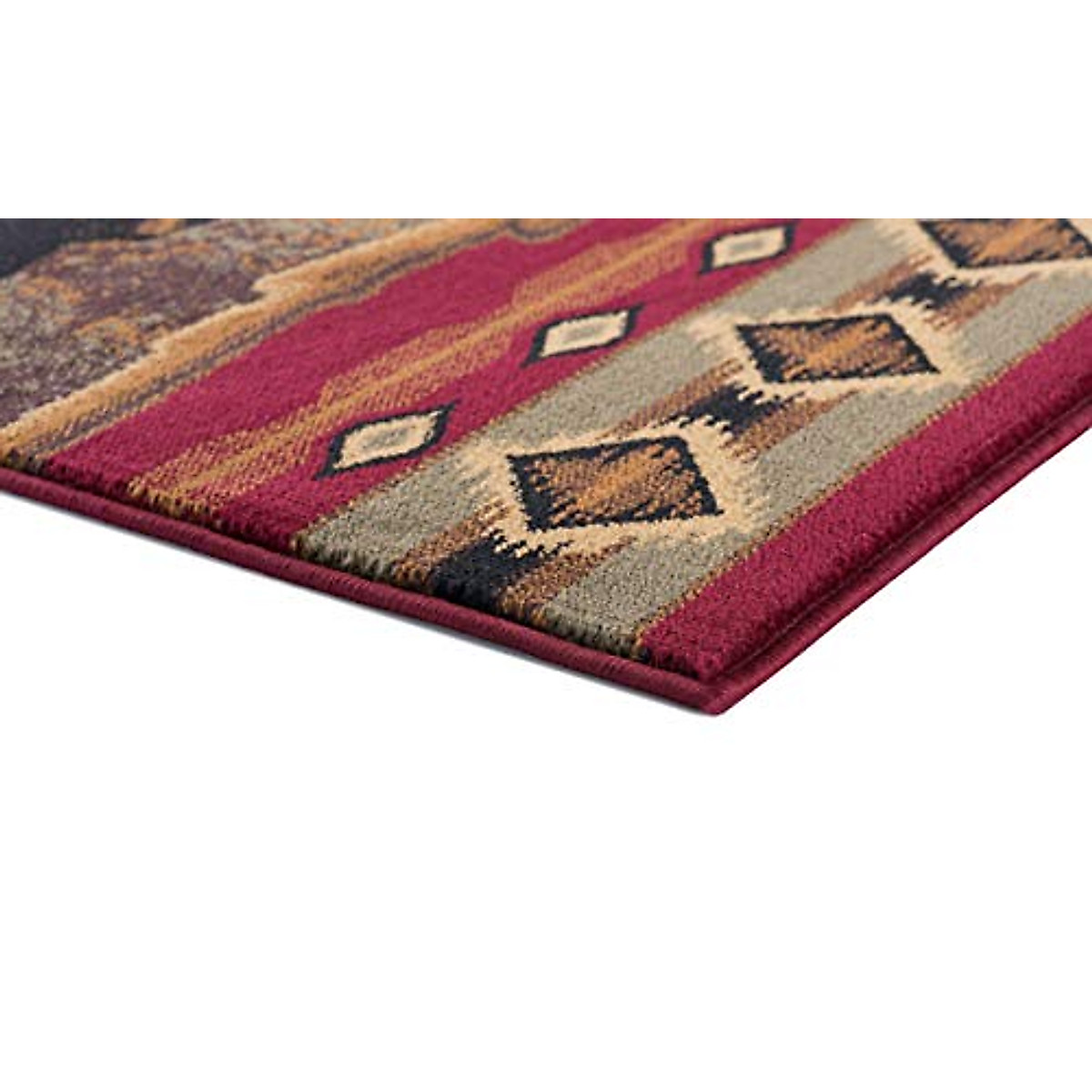 Sierra Bear Novelty Lodge Pattern Red Runner Rug, 2.7' x 7'