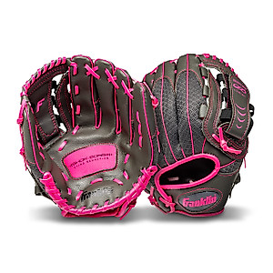 Franklin Sports Kids Baseball Glove - Youth Baseball, Softball + Tball Glove for Boys + Girls - Shok Sorb Glove - Right Hand Throw - Pink - 10.5"