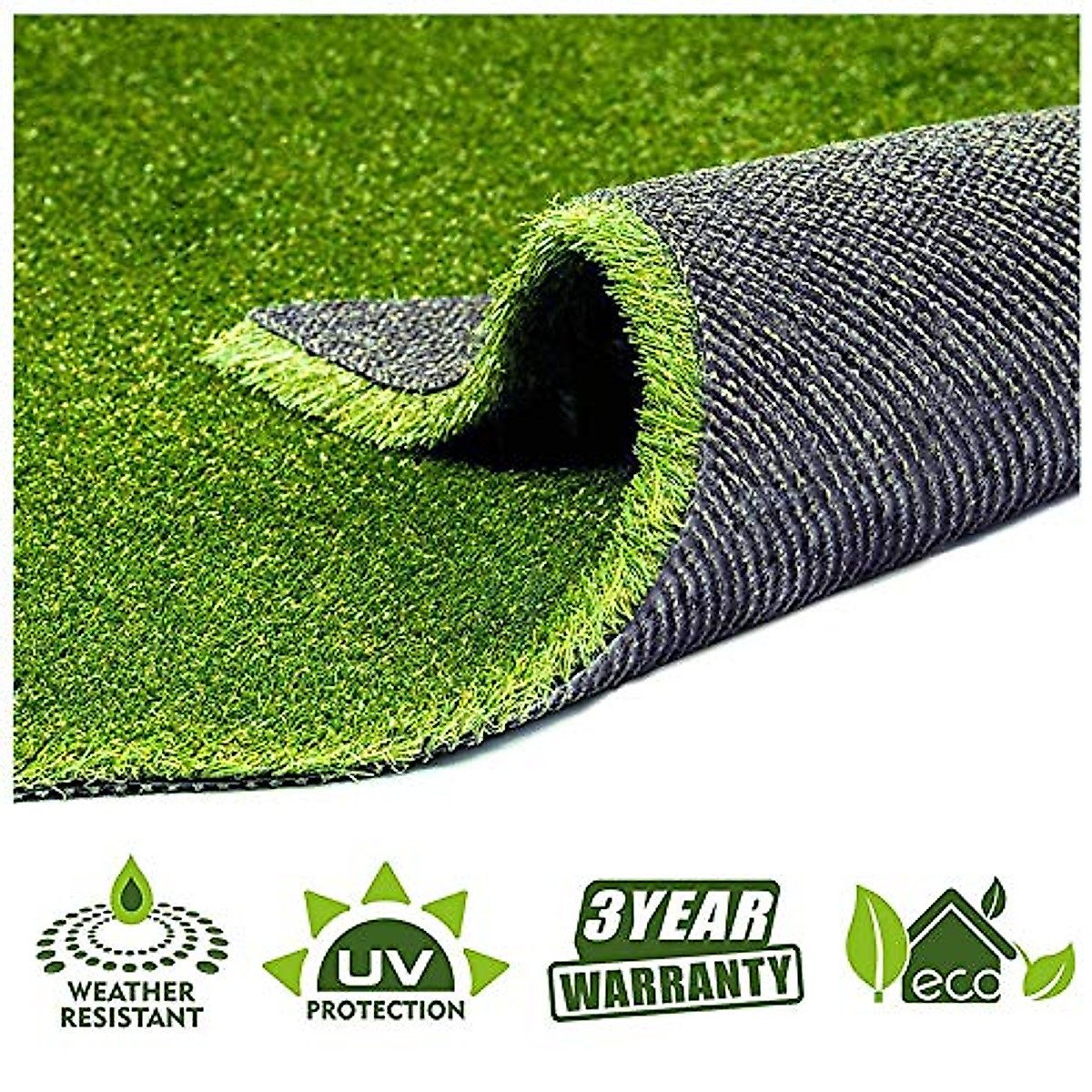 0.8inch Realistic Synthetic Artificial Grass Turf,Thick Faux Grass Indoor Outdoor Landscape Lawn Pet Dog Turf Carpet for Garden Backyard Balcony