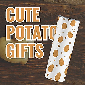 Onebttl Funny Potato Gifts for Potato Lovers, All-over Pattern Insulated 20oz Stainless Steel Skinny Tumbler with Straw and Lid