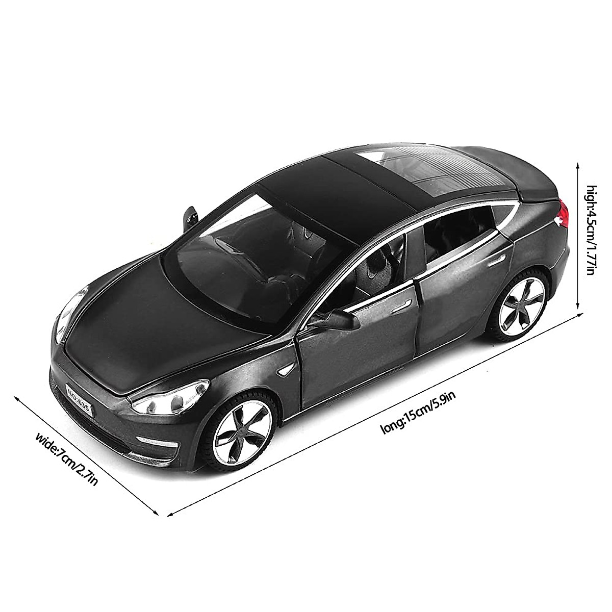 Model 3 Toy Car, 1:32 Zinc Alloy Diecast Car Toys for Kids, Pull Back Collectible Vehicle Toy Door Opening Scale Car Model with Sound and Light, Birthday Gift for Boys Girls 3+ Years Old