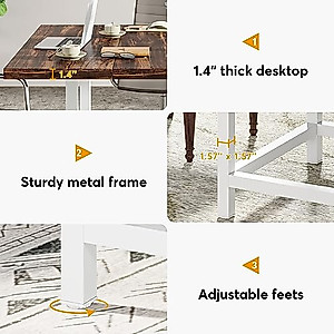 Tribesigns Small Conference Room Table for 4 People, Rustic Square 39.4 Inches Wood Computer Desk for Home Office,Small Space (Chair not Included) (Dark Oak)