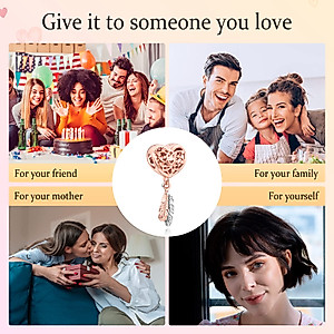 Annmors 925 Sterling Silver Charms for Bracelets and Necklaces Openwork Heart&Two Feathers Dreamcatcher Charms Jewelry Gift for Women
