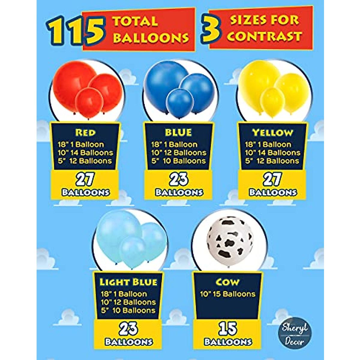 100pcs EASY DIY - Toy Story Balloons Garland Kit & Arch for Toy Story Birthday Party and Baby Shower Decorations - Toy Story Balloons Latex with Cow Pattern for Woody and Buzz Lightyear Theme Supplies