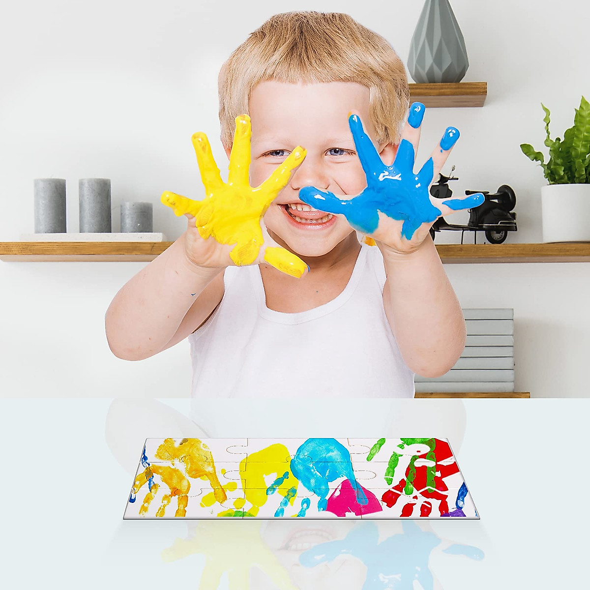 Christmas Blank Jigsaw Puzzle 9 Pieces 1.7 x 1.18 Inch White Blank Puzzle Rectangle Decorating Puzzle for Decorating Boys and Girls Art Activity, Wedding Birthday Party, 5.12 x 3.54 Inches