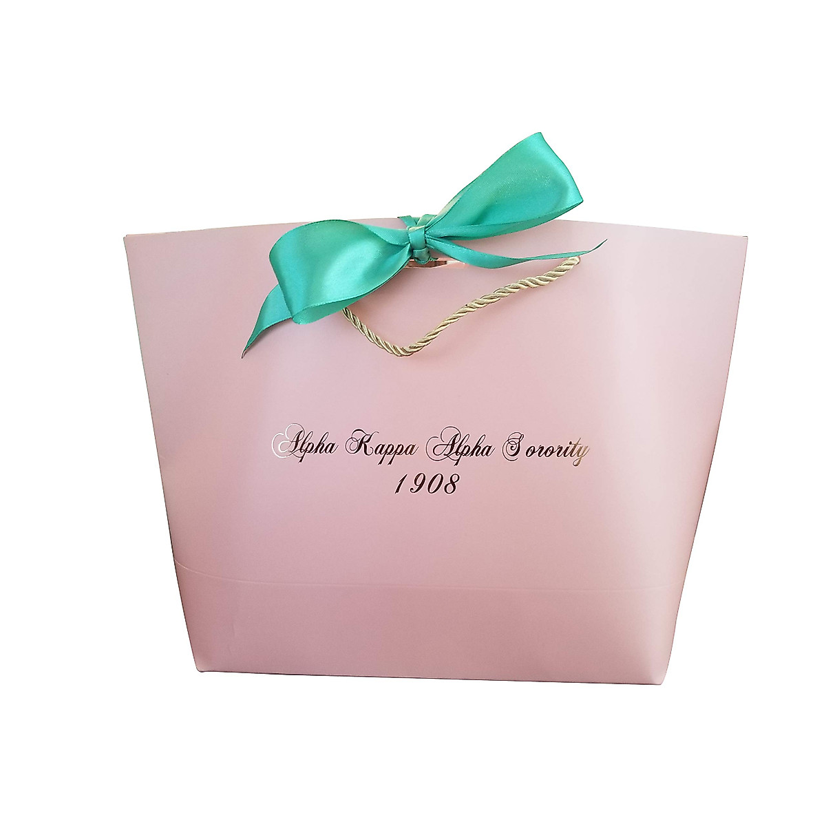 AKA Sorority Paraphernalia Large Gift Bags with Handles- 14x11x4 inch Kraft Paper with Bow Ribbon (2-Pack)