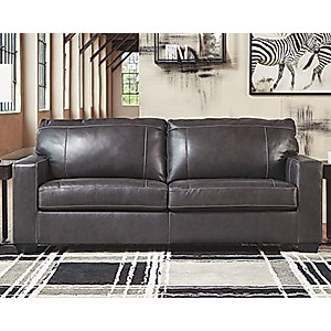 Signature Design by Ashley Morelos Contemporary Leather Queen Sofa Sleeper, Gray