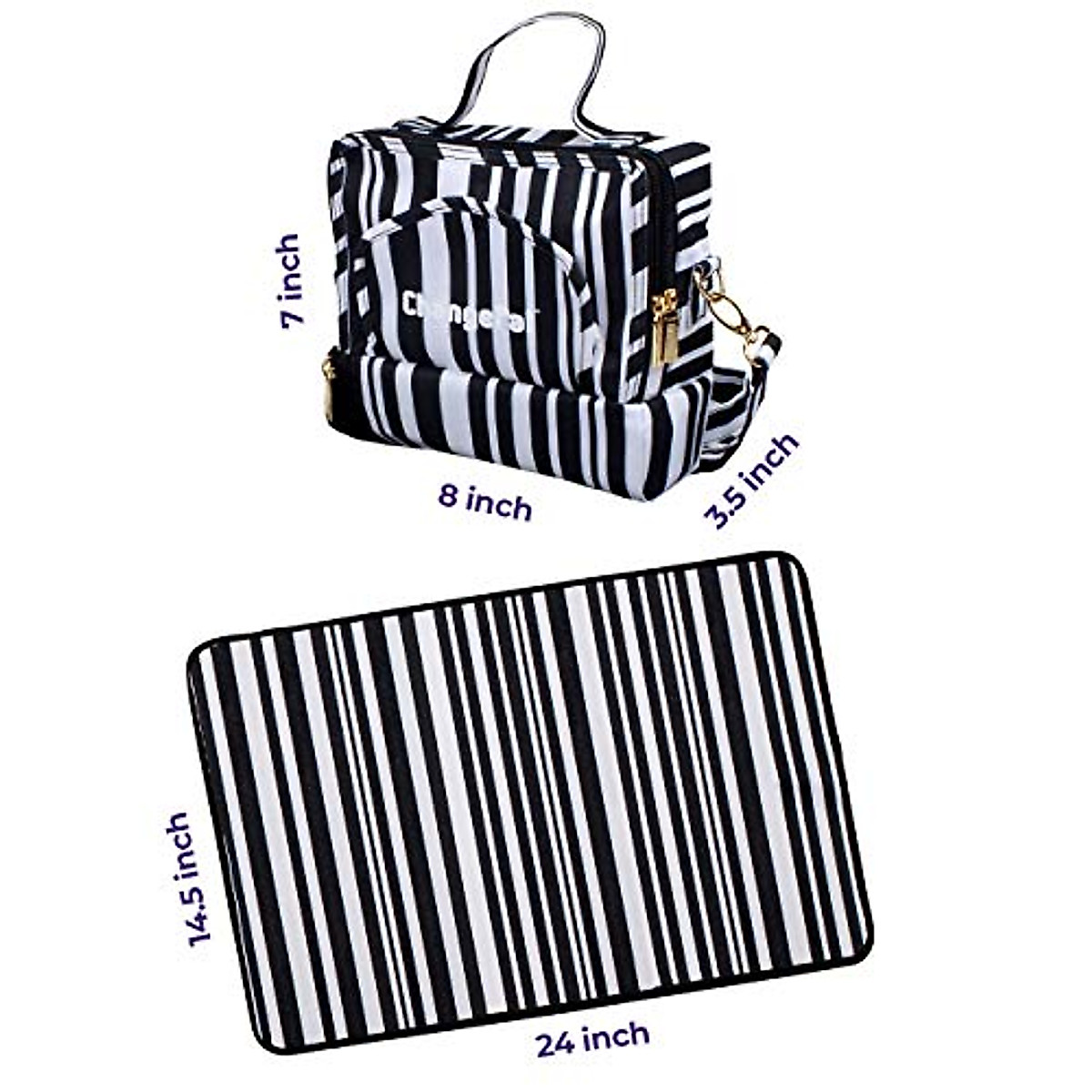 ChangePal Small Crossbody Diaper Changing Bag with Waterproof Portable Changing Pad and Refillable Wipes Pouch