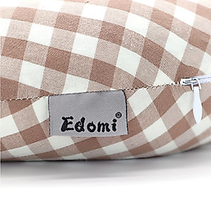 Edomi Buckwheat Neck Pillow, Comfortable U Shaped Travel Pillow Portable Pillow for Sleeping Recliner Chair Washable Pillowcase Buckwheat Hulls Filling (12x12 inch, Khaki)