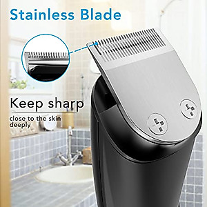 Acekool Hair Trimmer for Men, Cordless Hair Clippers 19 in 1 Waterproof Electric Beard Trimming Body Mustache Nose Ear Facial with Hairdressing Cape Kit Black