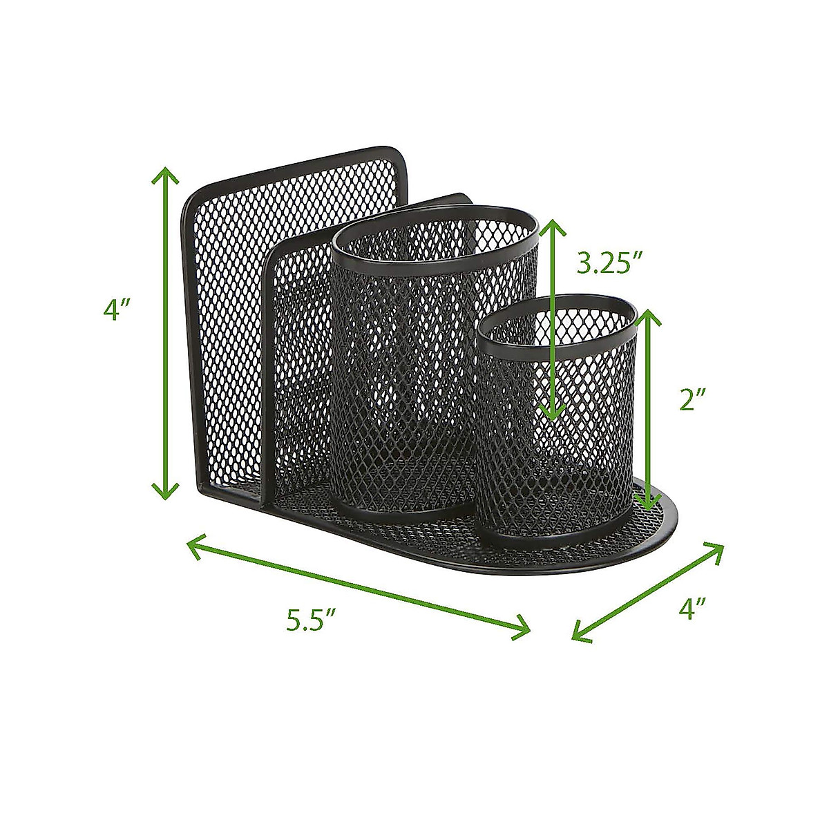 Mind Reader CIRORG2-BLK 2 Pc Mesh Cup, Pen, Pencil, Paperclip, Thumbtack Holder, Office Supplies Storage Organizer, Sticky Notes, Index Cards, Black 2 Slot