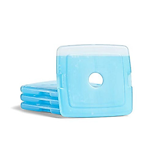 Carhartt Deluxe Dual Compartment Insulated Lunch Cooler Bag, Navy & Cool Coolers by Fit + Fresh, Reusable & Long-Lasting Slim Ice Packs, Perfect Addition To Your Lunch Box, Clear Blue, Pack of 4