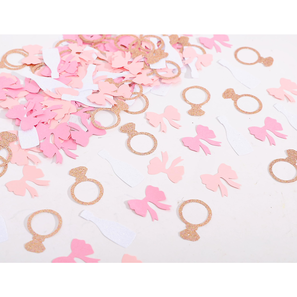 She’s Tying the Knot Party Confetti - Bridal Shower Table Decoration,Table Scatter Bridal Shower Photo props,Champagne Bow Diamond Ring Confetti Perfect for Any Event