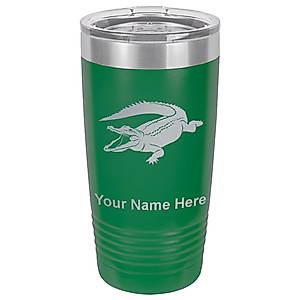 LaserGram 20oz Vacuum Insulated Tumbler Mug, Alligator, Personalized Engraving Included (Green)