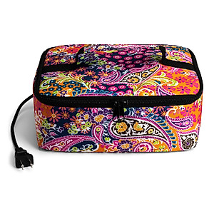 HOTLOGIC Mini Portable Electric Lunch Box Food Heater - Innovative Food Warmer and Heated Lunch Box for Adults Car/Home - Easily Cook, Reheat, and Keep Your Food Warm - Paisley (120V)