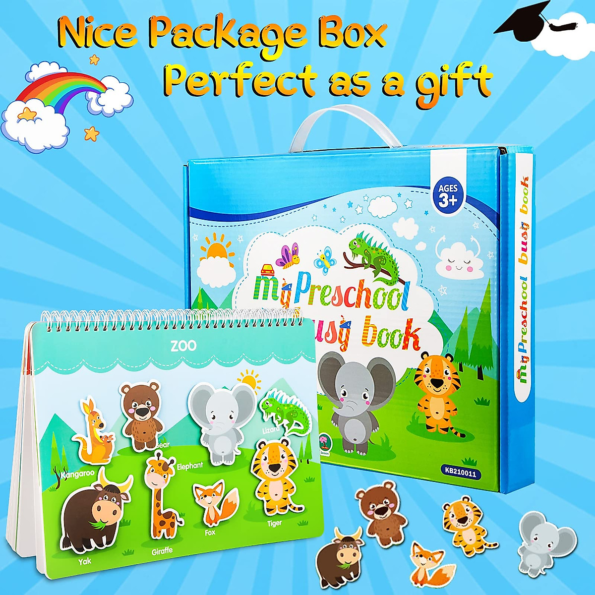 KINGTLE Busy Book for Kids, Preschool Montessori Toys Activity Binder, Toddlers Early Educational Learning Book, Sensory Books for Boys and Girls