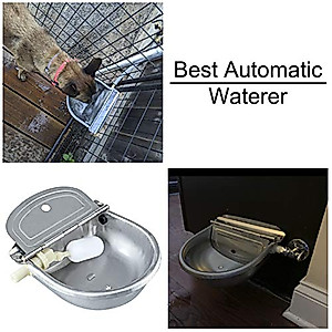 Artilife Automatic Waterers Stainless Steel Auto-Waterer Bowl Float Valve Water Bowl with Drain Hole and Plug for Horse Cattle Goat Sheep Dogs