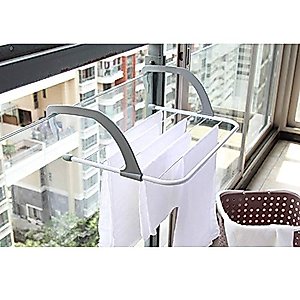 Norya Shop Foldable Drying Rack, Indoor/Outdoor Easy Install Folding Clothes Towels Drying Rack Hanging on The Door Bathroom Windowsill Guardrail Corridor Balcony (White)