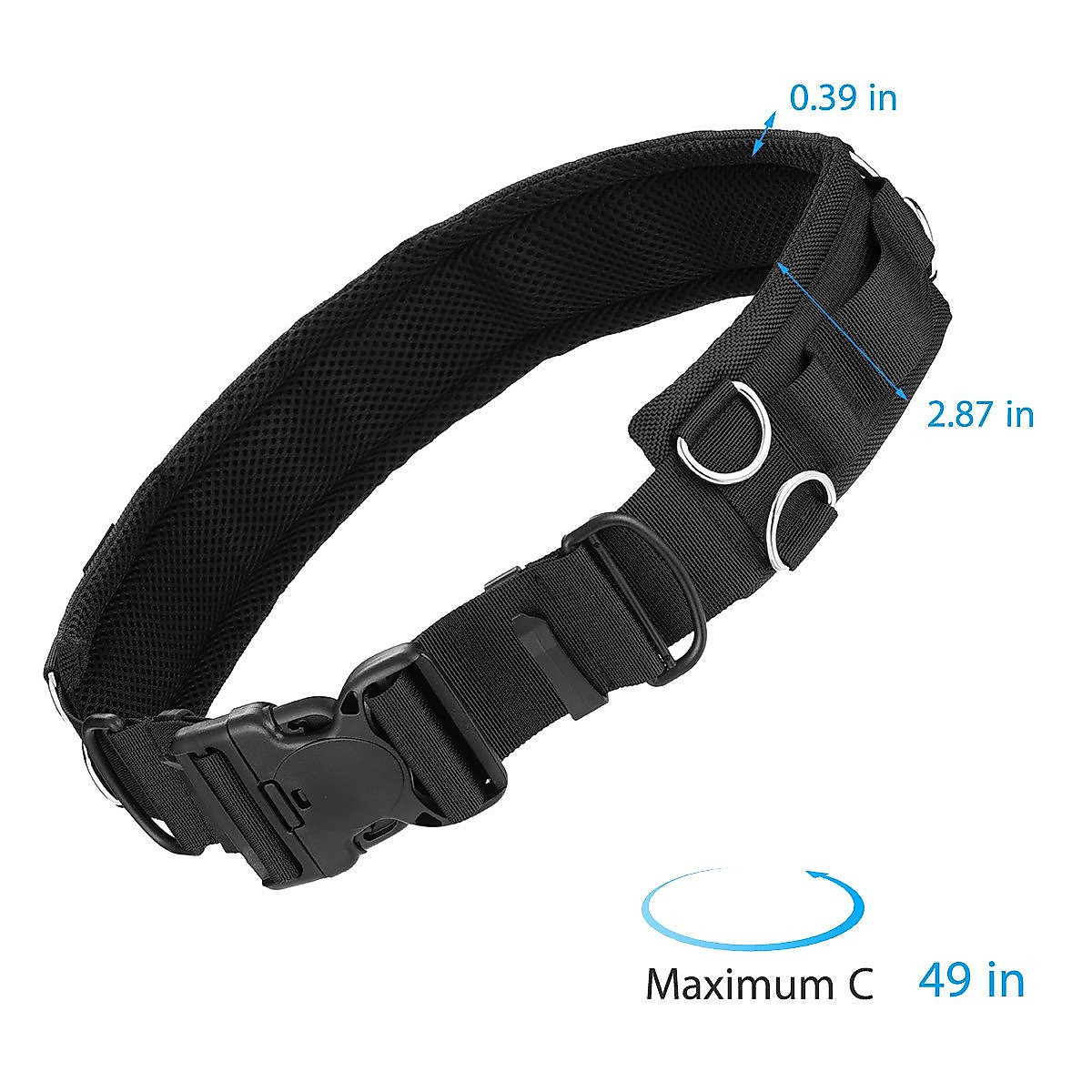 Powerextra Multifunction Outdoor Photography Adjustable Waist Strap Belt with D-rings for Hanging Tripod Lightweight Camera Bag Lens Pouch Flash Bag