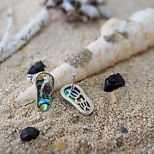 Sterling Silver Abalone Shell Slipper Flip Flop Earrings