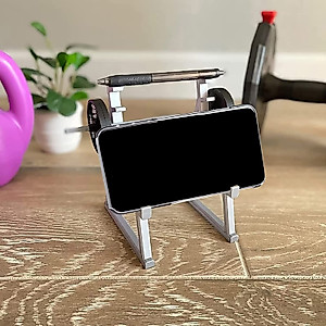 HYTESCO Squat Rack Pen Holder,Funny Barbell Rack Pen Holder,Mini Squat Rack Ornaments Desk Organizer for Pen Storage Home Office Desk Display Decorations Gift (1 pen holder+4 barbells)