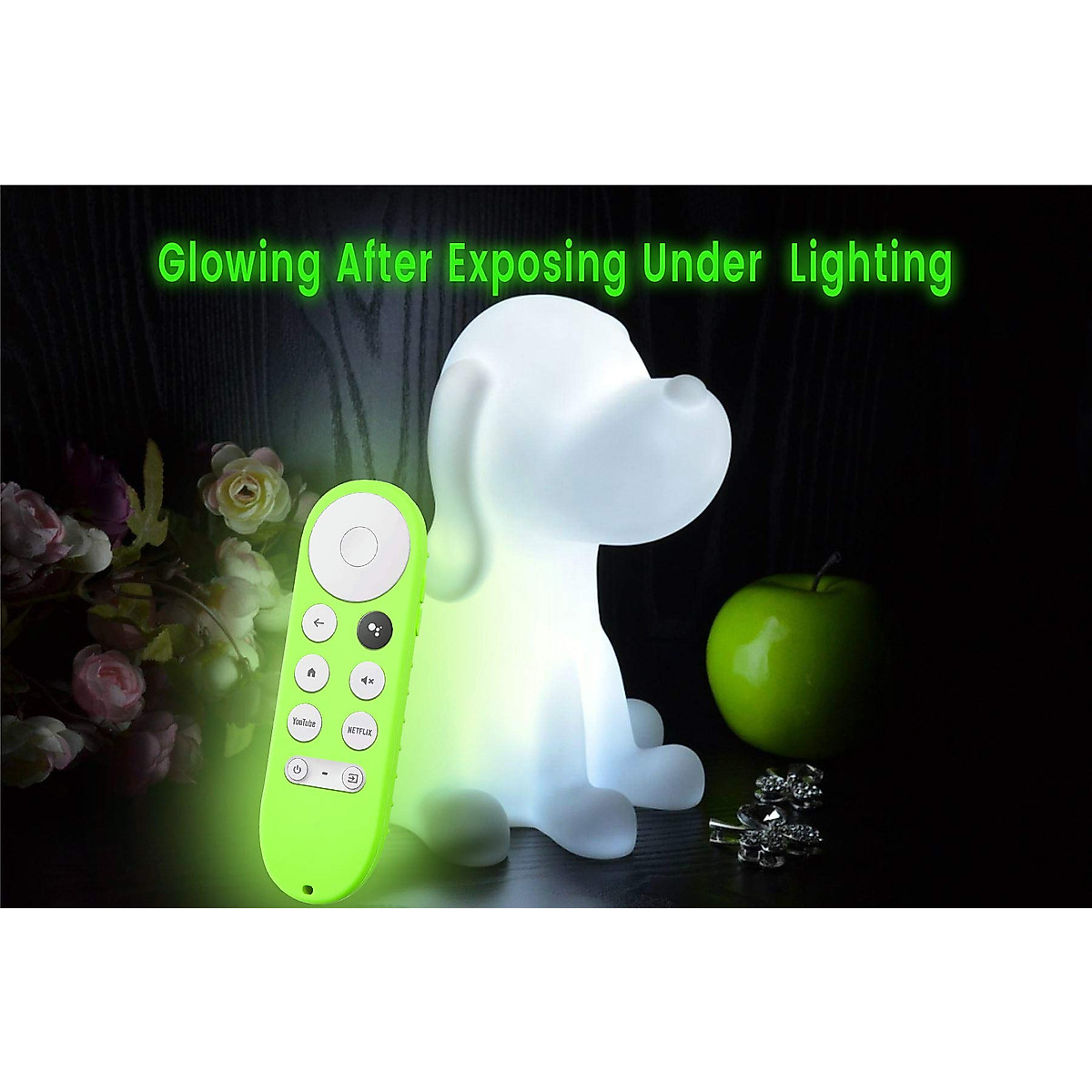 Glow Remote Cover Replacement for Google Chromecast TV 2020 Release Voice Remote, 2-Pack Silicone Protective case with Lanyard (Mint Green and Glow Green)