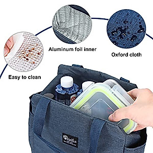 deetik Insulated Reusable Grocery Bag delivery bag,small size,for camping traving keep food warm or cool. (blue.2pack)