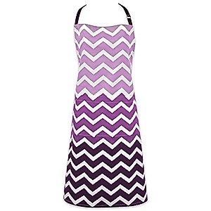 DII Chef Style Cotton Apron Adjustable Straps and Large Pocket, Eggplant Ombre