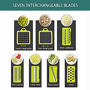 DLD Mandoline Slicer, Vegetable Chopper, Pro Food Chopper Vegetable Cutter and Dicers, Onion Chopper with Container, Vegetable Slicer and Chopper for - 8 Blades 1xCutting gloves