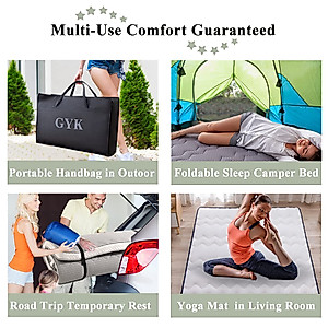 GYK Thicken Memory Foam Mattress Topper,Foldable Camping Road Trip Japanese Floor Futon,Tatami Mat Sleeping Pad,Knitted air Layer Cotton Fabric,Four-Sided Has Breathable Mesh,Cool Sleep