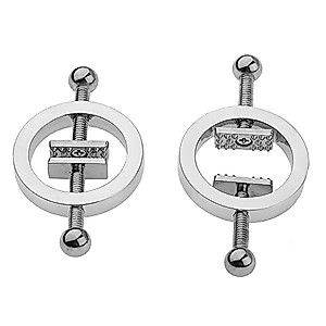 Pingyongchang 2PCS Nipple Rings Stainless Steel Clip on Nipple Rings Shield Rings Adjustable Barbell Ring Bar Nipple Rings Body for Women No Piercing Jewelry