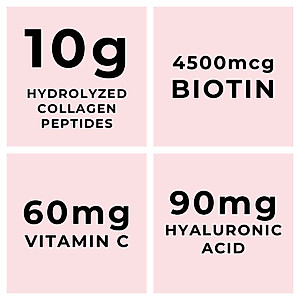 Multi Collagen Peptides Types I, II, III, V, X with Hyaluronic Acid, Biotin, Vitamin C, Grass-Fed Hydrolyzed Protein Collagen, For Skin Hair Nails Joints and Gut Health - Keto & Paleo Friendly Non-GMO