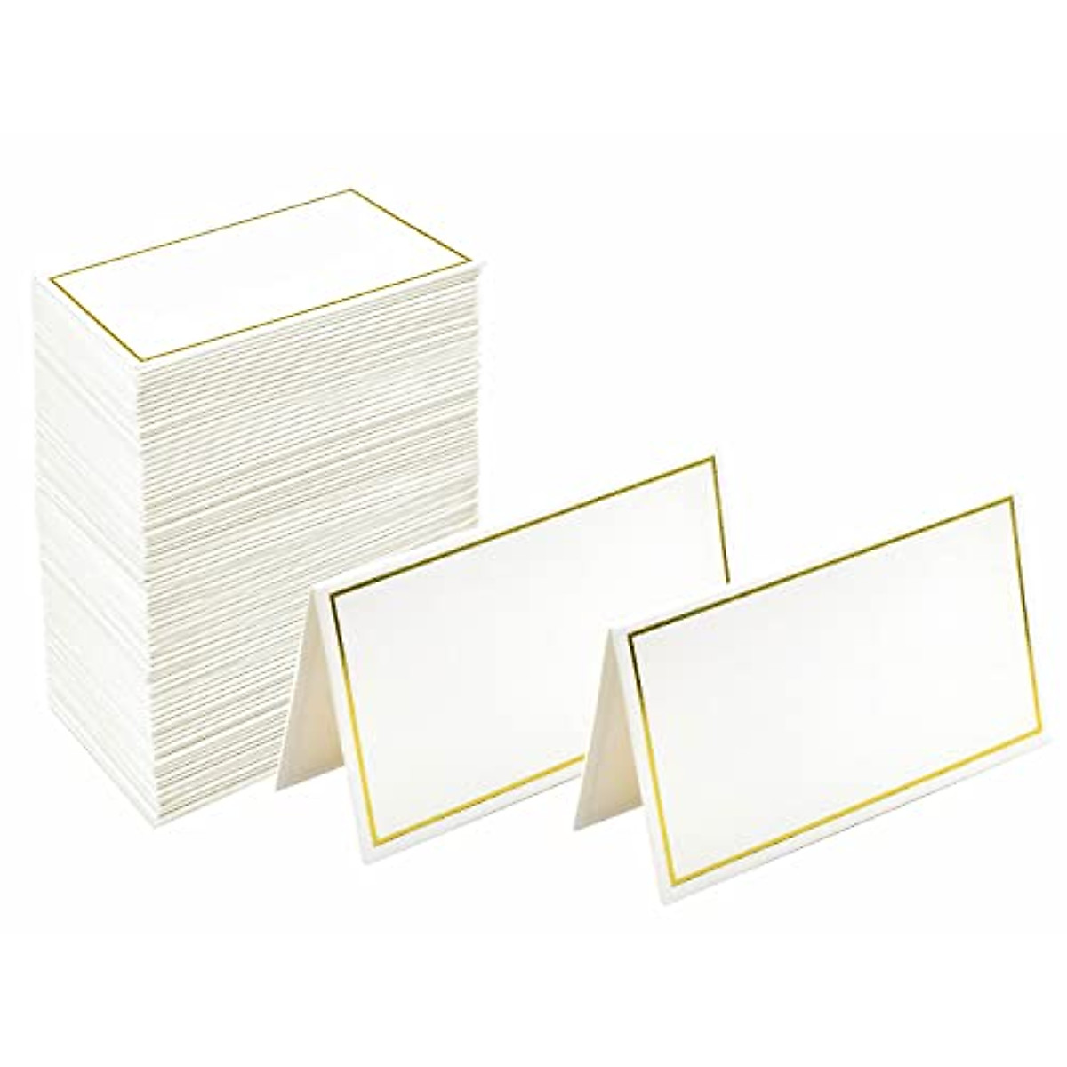 JABINCO Place Cards Pack of 100 - Small Tent Cards with Gold Foil Border - Perfect for Weddings, Banquets, Events,Table Cards,Name Cards