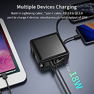 Geneforce Portable Charger-hub Wall Plug Built-in Cable 15000mAh, Internal Battery USB,Maximum Power is 18W, Mobile Even High-Power Products Such as Laptops can be Compatible with Smart Phones, PD15