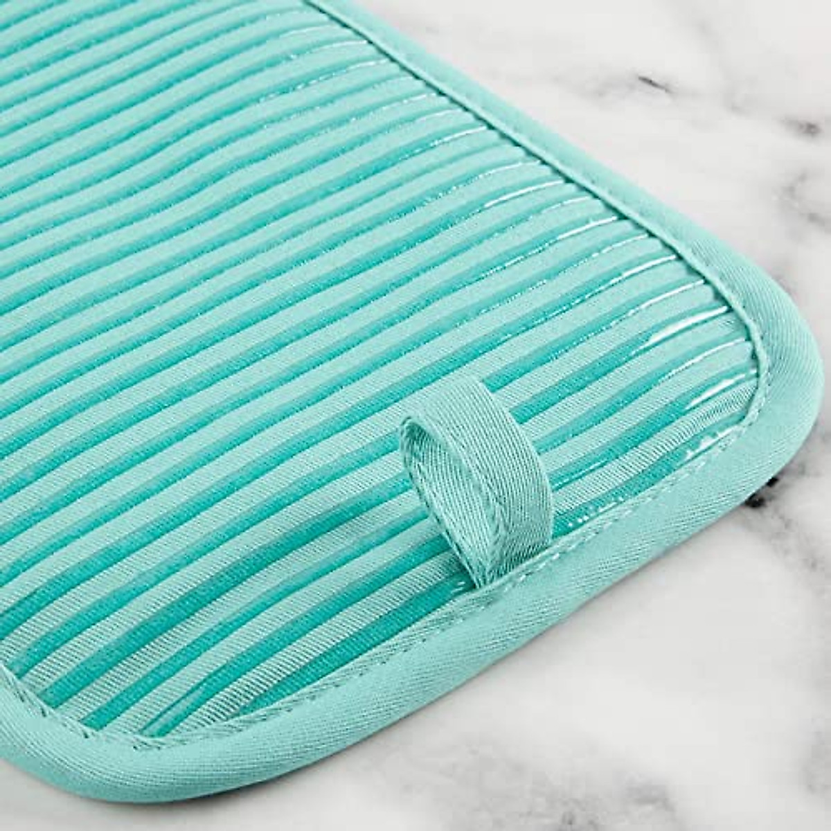 KitchenAid Onion Quilt KT OM PH Kitchen Towel, Oven Mitt & Potholder Set, Aqua Sky